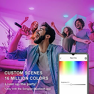 Sengled Smart Recessed Lighting 5/6 inch, LED Can Lights Retrofit Recessed Lighting Work with Alexa, 940LM Smart LED Downlight ‎Multicolor Dimmable, Baffle Trim, Bluetooth No Hub Required, 4 Pack