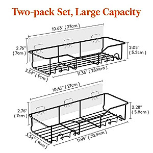 Lifewit Shower Caddy, Rustproof Stainless Steel Shower Organizer, No Drilling Traceless Adhesive Shower Shelves For Bathroom & Kitchen Storage, 2-Pack Shower Shelf (Matte Black)