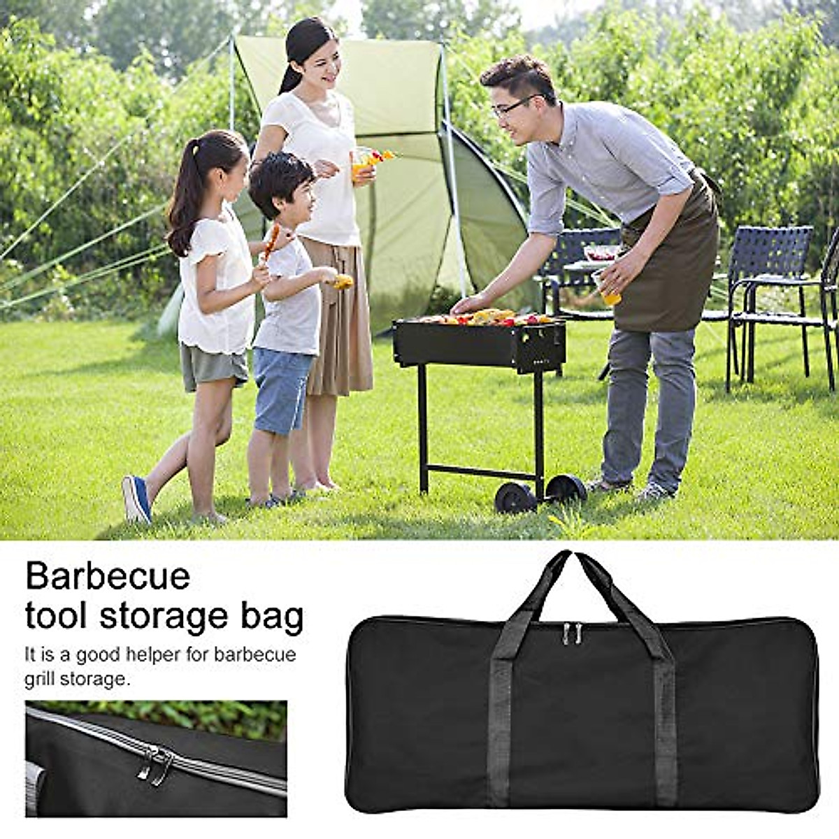 JIANWEI BBQ Tool Storage Bag, Portable Waterproof BBQ Tools Carry Bag | Thicken Oxford Grill Tool Bag Cooking Tools Bag for Picnic Trip Outdoor Camping (L Black)