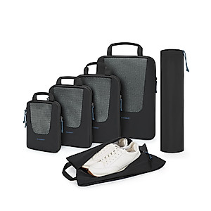 BAGSMART Compression Packing Cubes for Travel, 6 Set Travel Packing Cubes for Suitcases, Compression Suitcase Organizer Bags Set for Travel Essentials, Lightweight Packing Organizers