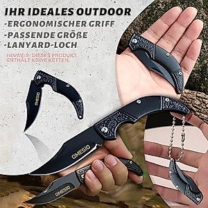 Omesio Pocket Knife Mini 3.34 inch Small Two-Handed Folding Knife Two-Handed Knife Keychain Knife Outdoor Sharp Black