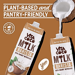 Vita Coco Barista Milk - Plant Based, Dairy Free Milk Alternative - Gluten Free, Soy Free, and Unsweetened - Perfect Add to Coffee, Matcha, Pink Drinks - 33.8 Fl Oz (Pack of 6)