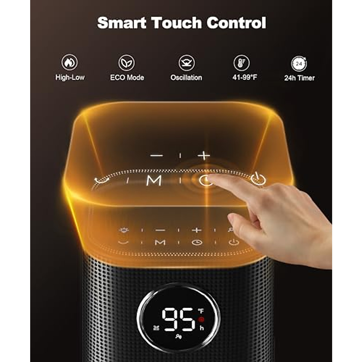 Wind Talk Space Heater for Indoor Use, 1500W Fast Electric Portable Ceramic Heaters with Thermostat, 4 Modes, 24H Timer, 70°Oscillating Room Heater with Remote for Office Bedroom Use, 2024 Upgraded