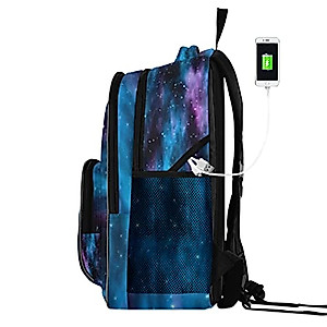 SUABO Dark Space Nebula with Stars Bookbag for Students Teens Girls Boys,Durable Backpack Schoolbag Rucksack Travel Bag Laptop Backpacks for Elementary Kindergarten College