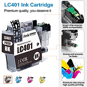LiTuhorse Compatible LC401 Black Ink Cartridge for Brother LC401 BK LC401BK for Brother Printer MFC-J1010DW MFC-J1012DW MFC-J1170DW MFC-J1800DW Printer, MFC-J1010DW Ink Cartridges Black 2 Packs