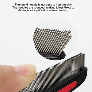 Flea Comb with Rubber Handle, Flea and Tick Comb for Dogs & Cats, Dog Hair Comb Double-Row Cat Flea Combs, Tick Removal Pet Grooming Supplies
