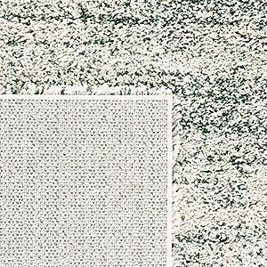 SAFAVIEH Hudson Shag Collection 5'1" x 7'6" Ivory / Green SGH295X Modern Abstract Non-Shedding Living Room Bedroom Dining Room Entryway Plush 2-inch Thick Area Rug