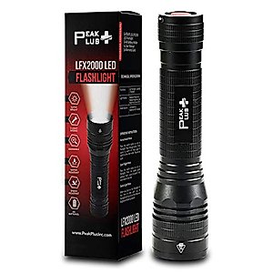 PeakPlus High Powered LED Flashlight LFX2000, Brightest High Lumen Light with 5 Modes, Zoomable and Water Resistant, Best Flashlights for Camping, Dog Walking and Emergency