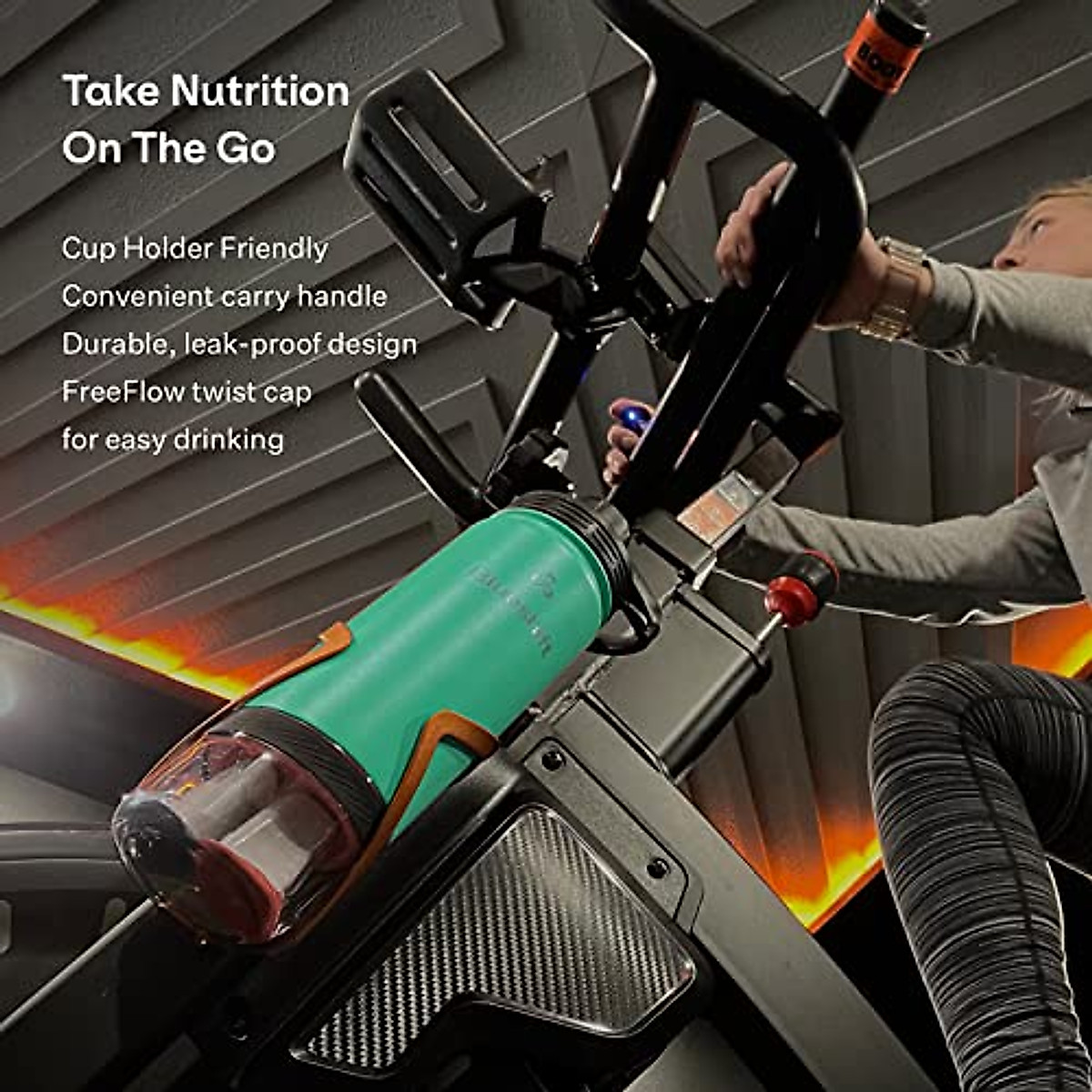 Blueshift Sidekick Stainless Steel Water Bottle, 18 Fl Oz Shaker Bottle With Blend Ball and Protein Storage Compartment, Includes 6 Superblend Supplements Inside Bottle (Sky)