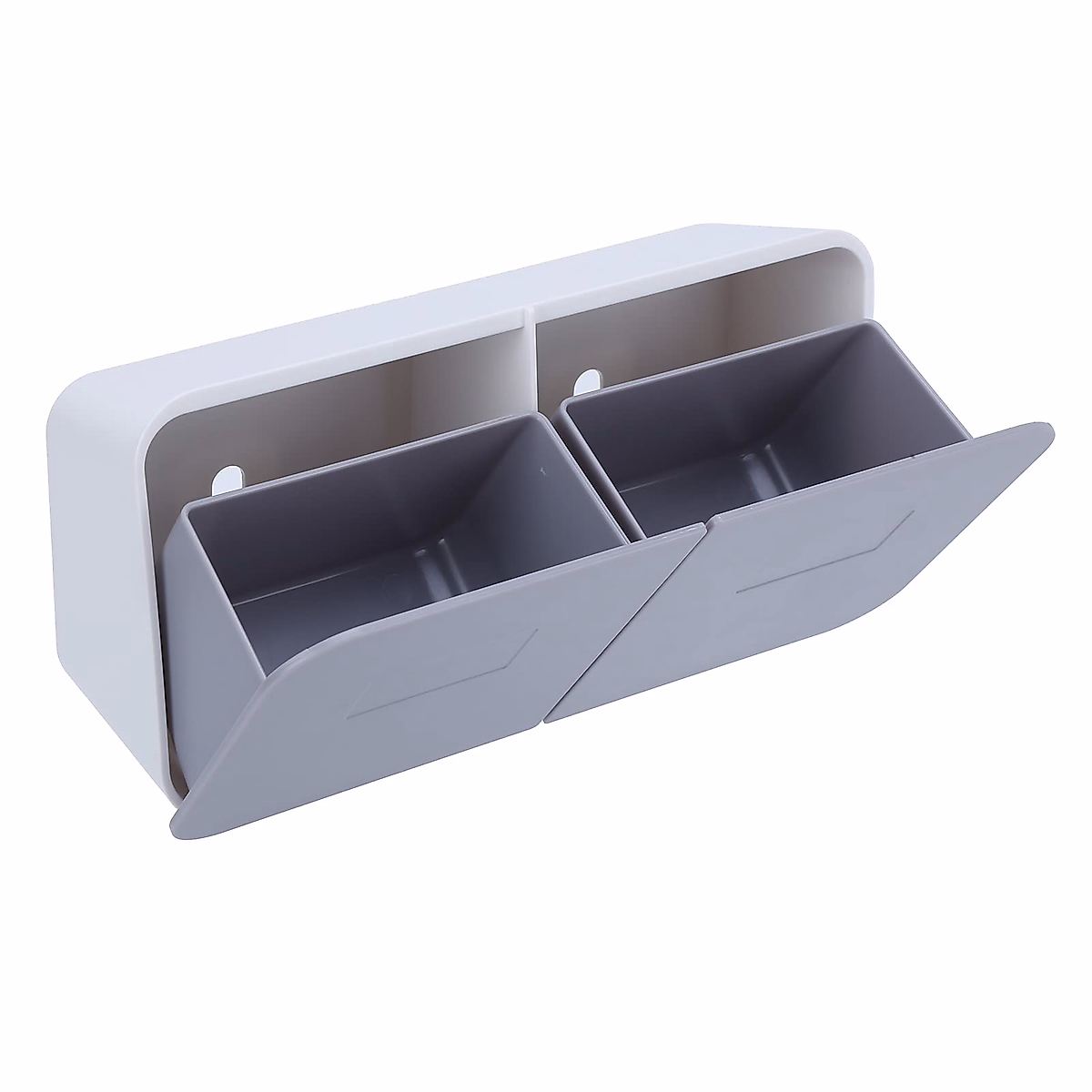 Xnferty QTip Holder Canisters Dispenser Wall Mounted for Tampon, Cotton Ball, Cotton Swab, Cotton Pad, Hair Tie, Floss Makeup Pads Storage Canister(White Gray)