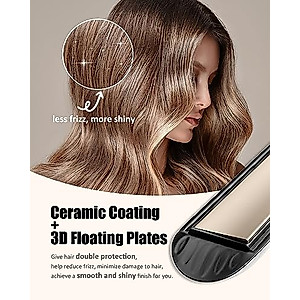 Hair Straightener and Curler 2 in 1 Curling Iron, 360° Airflow Styler Curling Iron Dual Voltage, Ceramic Hair Curler for Short Hair