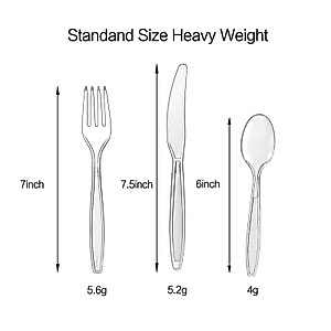 Cutlery Set Plastic Utensils Clear Forks Spoons Knives Disposable Silverware Heavyweight [300 Combo Box]