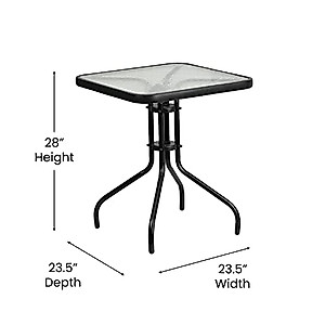 Flash Furniture 23.5'' Square Tempered Glass Metal Table