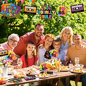 24 Pieces 80's Retro Decorations 1980's Centerpiece Sticks Baby Shower or Birthday Party Centerpiece Sticks Table Toppers Photo Booth Props