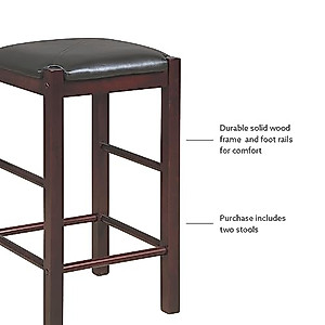 Linon Betsy Espresso Backless 25" Counter Stools Set of Two, Espresso Stools