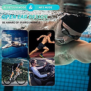 ReeRay Waterproof Bone Conduction Swimming Headphones, R5 Open-Ear IP68 MP3 Player Wireless Sport Bluetooth Earphones with Mic,Built-in 8G Memory Headset for Swimming Running Cycling Driving