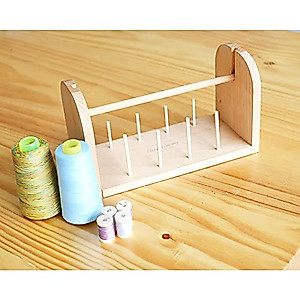HAND U JOURNEY Wooden Spools Holder/Yarn Holder/Beech Thread Rack Organizer for Macrame Weaving Cord/String and Sewing Threads