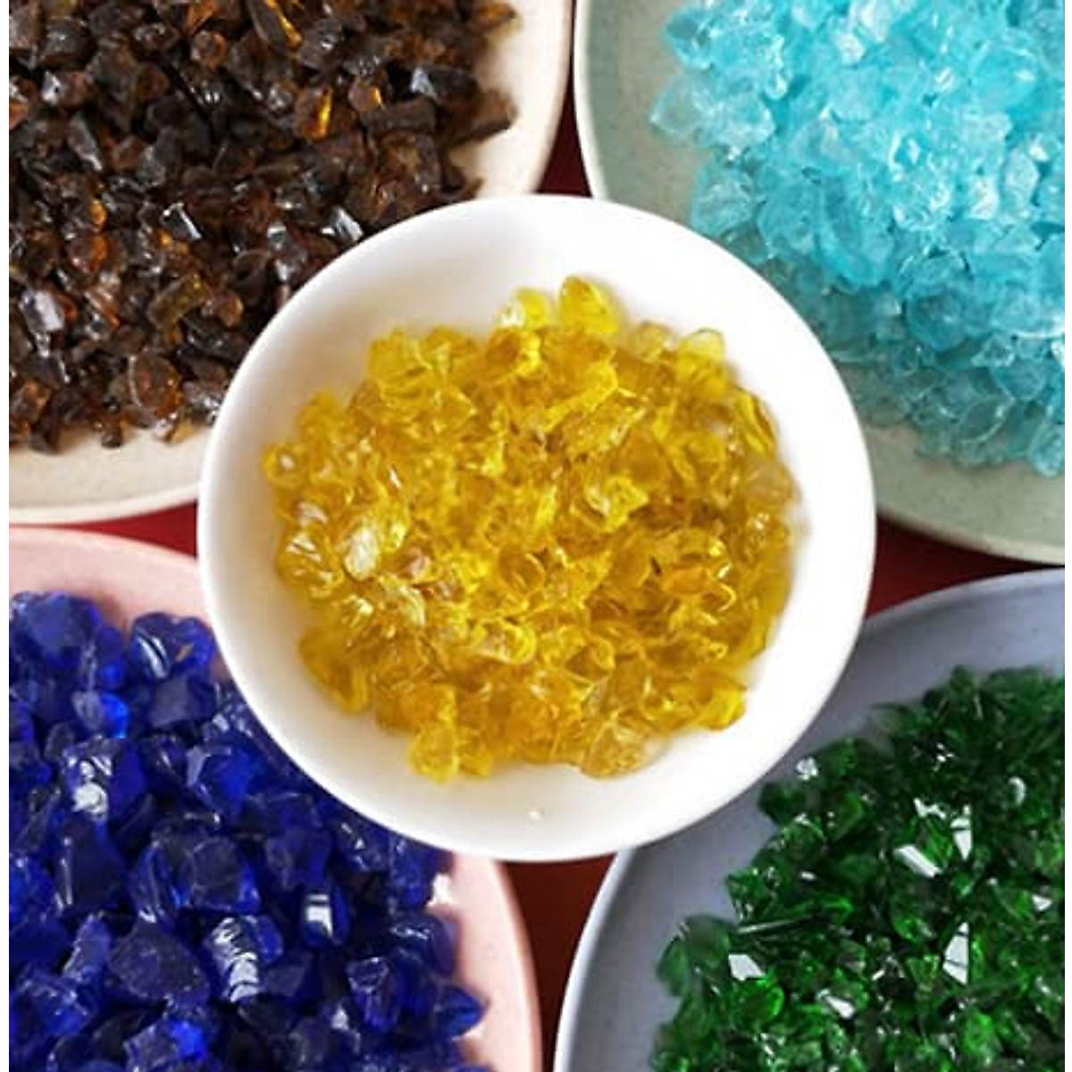 Golden Yellow Smooth Glass Chips Transparent Glitter Glass Broken 3-6mm Grinding Crushed vitreous Glass for Crafts Resin Mold Craft DIY hydroponic Plants Filler Home Nail Decoration(60g)