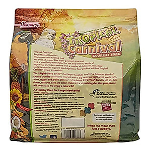 F.M. Brown's Tropical Carnival Gourmet Large Hookbill Food for Parrots, Cockatoos and Macaws Over 13", 5-lb Bag - Vitamin-Nutrient Fortified Daily Diet