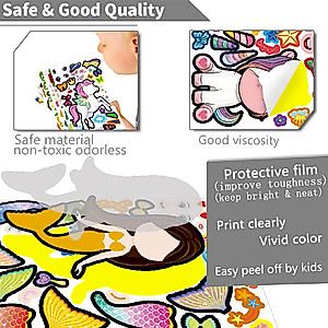 100 Sheets Make Your Own Stickers for Kids with 25 Designs, Animals Mix, Mermaids, Princess, Prince and More, Reward of Festival, Children Art Craft, School, Party Favors