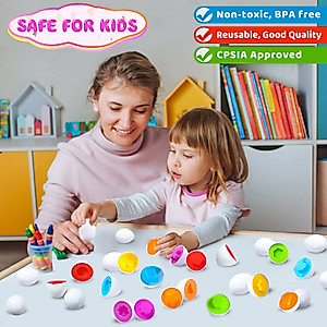 KIDZLIKE Easter Baskets Stuffers Eggs Toys Gifts for Toddlers-12 Matching Eggs with Colors and Shapes Recognition Skills, Educational Toys Montessori Toys for Preschool Kids