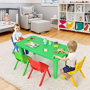 KOTEK Rectangular Kids Activity Table, Lightweight Plastic Table for Art, Craft, Homework, Snack Time, Square Children Table for Playroom, Daycare, Preschool (Green)