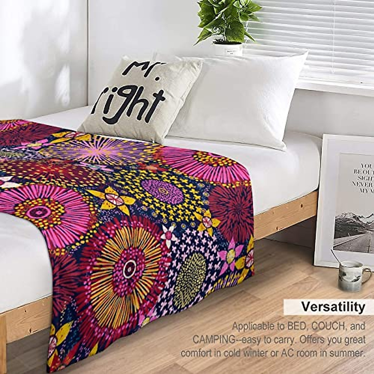 Australian Floral Throw Blanket for Couch Bed Flannel Lap Blanket Lightweight Cozy Plush Blanket for All Seasons 40"x60"