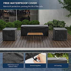 Amopatio Aluminum Patio Furniture Sofa,All-Weather Metal Outdoor Sofa,Modern 2-Seat Couch with Waterproof Covers,Dark Grey (ONLY LOVESEAT)