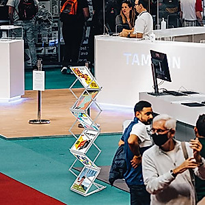 Nisorpa Literature Rack, Foldable Magazine Rack Office Racks & Displays Magazine Rack Catalog Brochure Display Stand Holder Catalog for Trade Show Exhibitions Office Retail Store, 3 height adjustable,