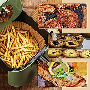 100 Pcs Air Fryer Disposable Paper Liner, Basting Brush and Silicone Spatula, Instant Pot Oven Insert Parchment Sheets, Non-stick Parchment Paper for Baking Cooking,6.3inch