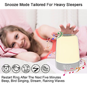 winshine Touch Wake Up Night Light with Sunrise Simulation Alarm Clock, 3 Ways Dimmable Warm White Bedside Lamp for Kid Bedrooms RGB Ambient Table Nightstand Light,Sleep Aid Snooze Timer Mode