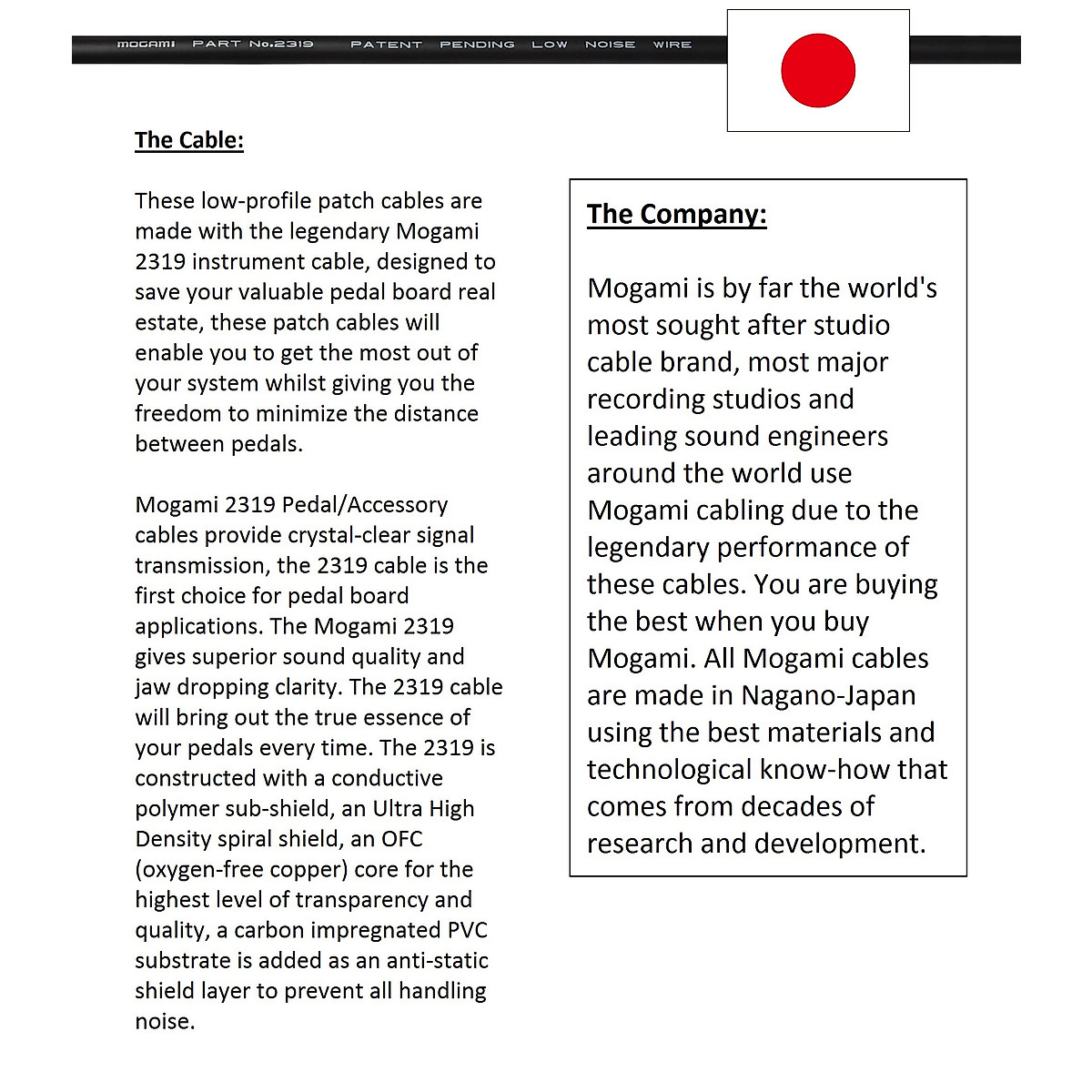 WORLDS BEST CABLES 4 Units - 6 Inch - Pedal, Effects, Patch, Instrument Cable Custom Made Using Mogami 2319 Wire & Eminence Tiny Gold-Plated Angled TS Connectors