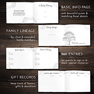 Elegant Black Funeral Guest Book, 10 x 8 Inches 120 Pages Guest Book for Funeral, 360 Entries Guest Book for Funeral and Memory, Memorial Service Guest Book with Pen and Sign, Memorial Guest Book