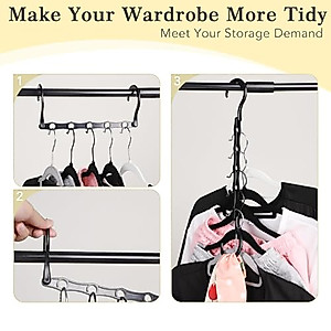 UniqNest Magic Hangers Space Saving 12 Pack, Multifunction Closet Clothes Hanger Organizer and Storage, 5 Holes Closet Space Savers Hanger Stacker for Small Space Organization