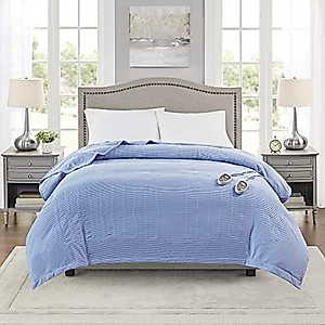 Beautyrest Electric Blanket Luxurious Micro Fleece Ultra Soft Ribbed Textured, Cozy and Snuggly Cover for Cold Weather, Fast Heating, Auto Shut Off, 20 Level Heat Setting Controller, King, Blue