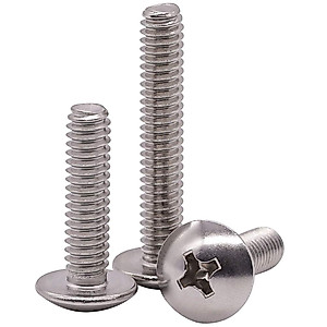 1/4-20 x 1 Truss Head Machine Screws, Phillips Drive, Fully Machine Thread, 18-8 Stainless Steel 304, Bright Finish, Pack of 50