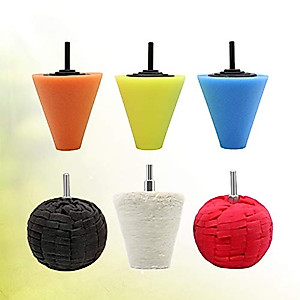 6PCS Drill Buffing Sponge Pads Buffing Wheel for Drill Foam Polisher Buffer Pad Sponge Ball Polishing Cone for Automotive Car Vehicle Wheels Hub Care