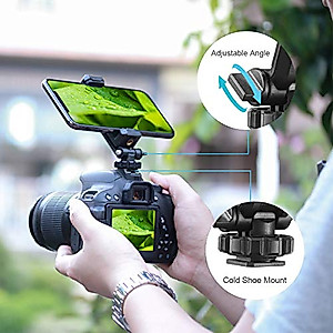 ULANZI Universal Phone Tripod Mount with Cold Shoe Mount, Rotates and Adjustable Clamp Holder Smartphone Clip Adapter for iPhone 11 Pro Max X XR Xs Max 8 7 Plus Samsung Galaxy s10 s9 Note10 Google