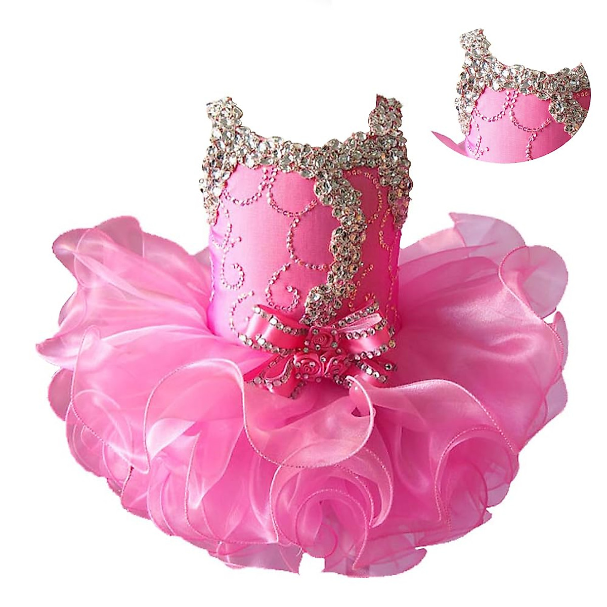Jenniferwu G037-1 Infant Toddler Baby Newborn Little Girl's Pageant Party Birthday Dress Pink Size 18-24M