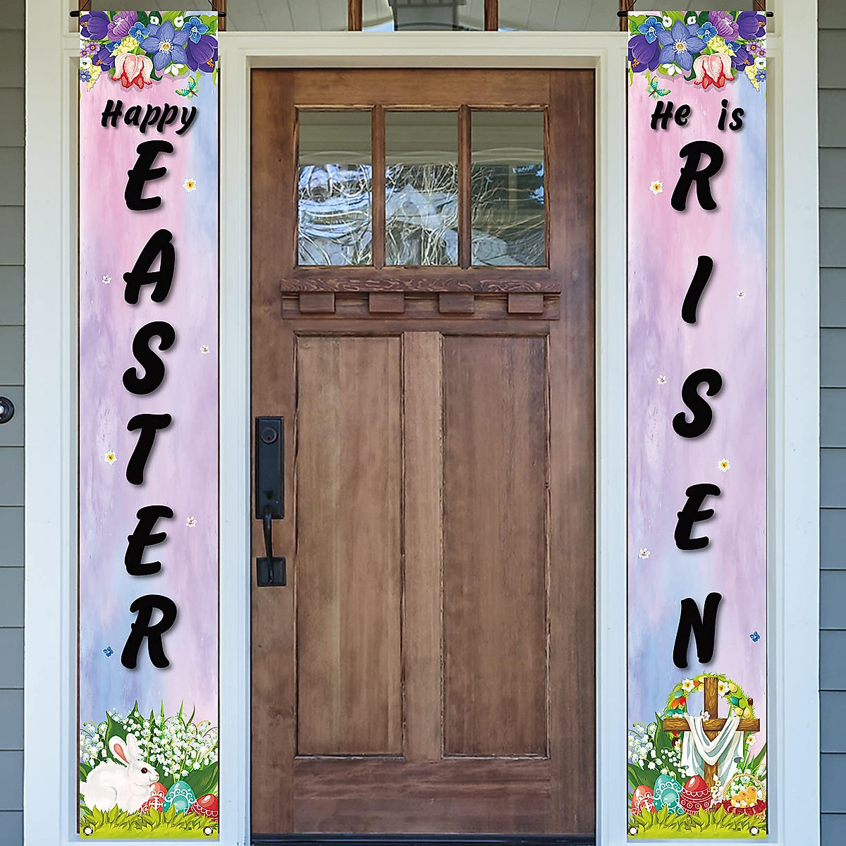 Happy Easter Decorations He Is Risen Font Porch Welcome Sign He Is Disen Banner Christian Cross Resurrection Easter Decorations for Home Party