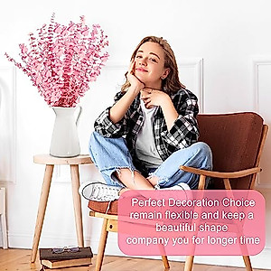 Glicrili Pink-Real-Eucalyptus-Stems, Pink Christmas Decorations, 17'' Tall Dry Flowers Bulk for Vase, Pink Halloween Boho Home Decor, Wedding, Party, Gifts, Floral Arrangement, Room Decoration