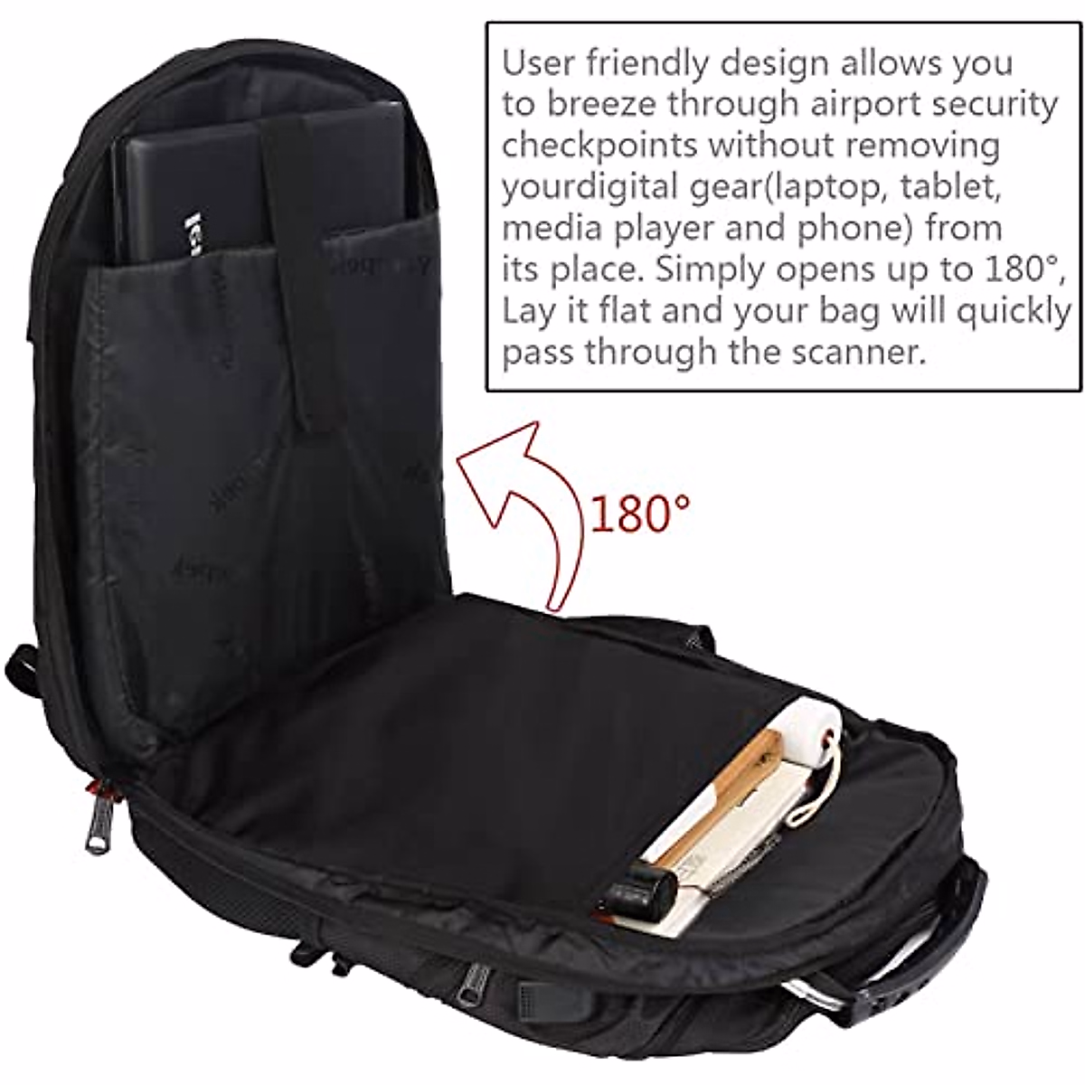 YOREPEK Laptop Backpack for Men, Large 17 Inch Durable Travel Backpack Water Resistant, Airline Approved Computer Bag with USB Charging Port, Anti Theft Bookbag For College School Business Work, Black