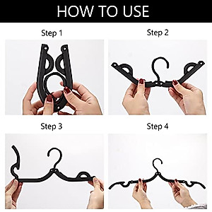 12Pcs Foldable Travel Hangers + 1Pcs Retractable Portable Clothesline with 12 Clothespins, Collapsible Clothes Hangers and Elastic Travel Clothesline for Outdoor and Indoor Use