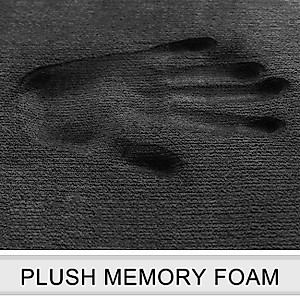 FEELSO Memory Foam Bath Mat Set, 3 Piece Bathroom Rugs Non Slip and Absorbent Mats, 20x31 Inches Floor Mat, 20x22 Inches U-Shaped Contour Rug and Toilet Lid Cover for Tub Shower & Bath Room, Black