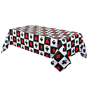 Casino Poker Game Themed Birthday Party Decorations -Plastic Table Cover for Arts & Crafts, Poker Party Supplies for Las Vegas Theme Casino Party Game (2)