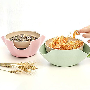 JOONOR 2 Pack Double Dish Bowl and Snack Serving Bowl for Peanuts Pistachios Cherries Edamame Fruits Candy, Green/White and Red/White