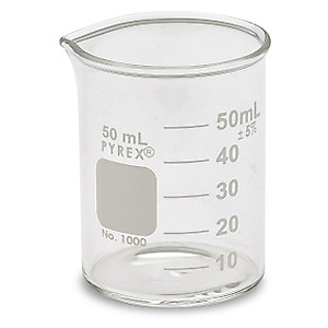 SEOH Pyrex Griffin Low Form 50mL Beaker Graduated Ea