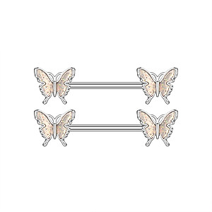 Piercing Butterfly Nipple Jewelry Bar Piercing Barbell for Women Nipple Ring 316L Body Piercing Jewelry Yellow