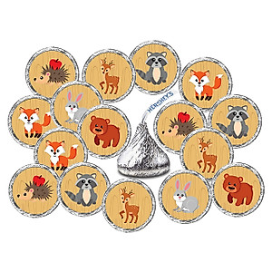 324 Woodland Creatures Kisses Labels, Forest Animals Kisses Stickers for Baby Shower or Birthday Party Decorations, Unises Kisses Stickers Kisses Labels, Envelope Sealer. Made in USA