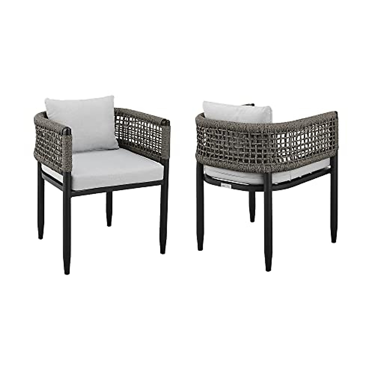 Armen Living Felicia Modern Outdoor Patio Dining Chair, Standard, Black